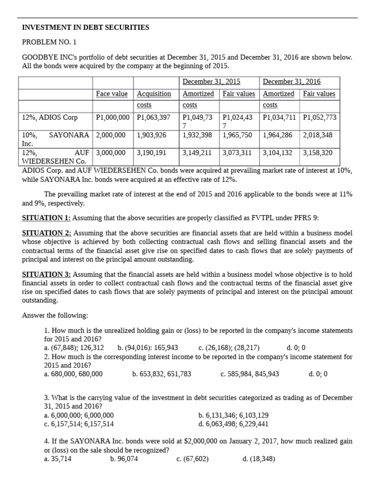 Investment in Debt Securities | PDF | Bonds (Finance) | Interest