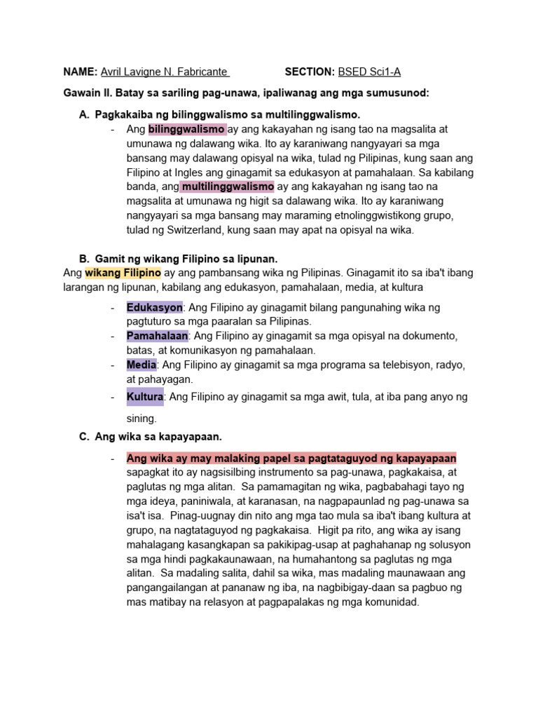 FIL 101 Gawain 2 | PDF