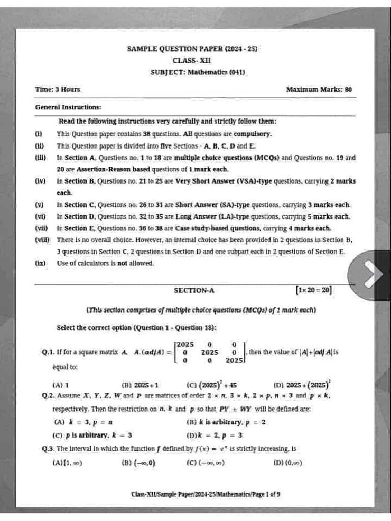 Sample Paper 1 | PDF