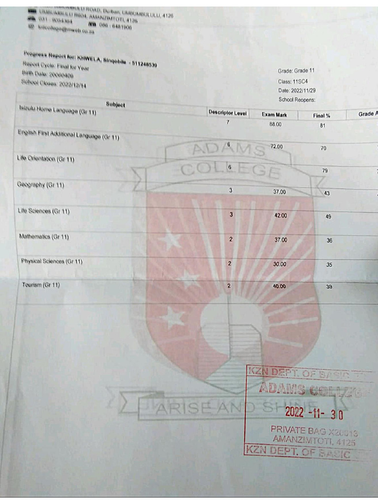 Snqo Grade 11 Report | PDF