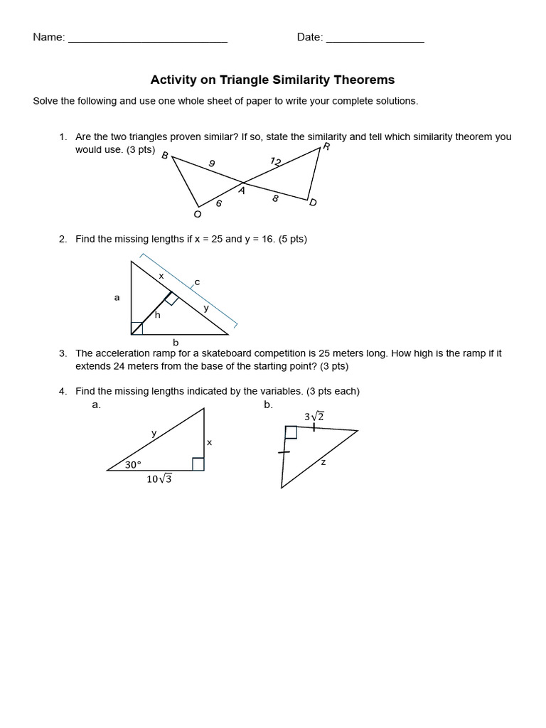 SW Triangle Similarity Theorems | PDF