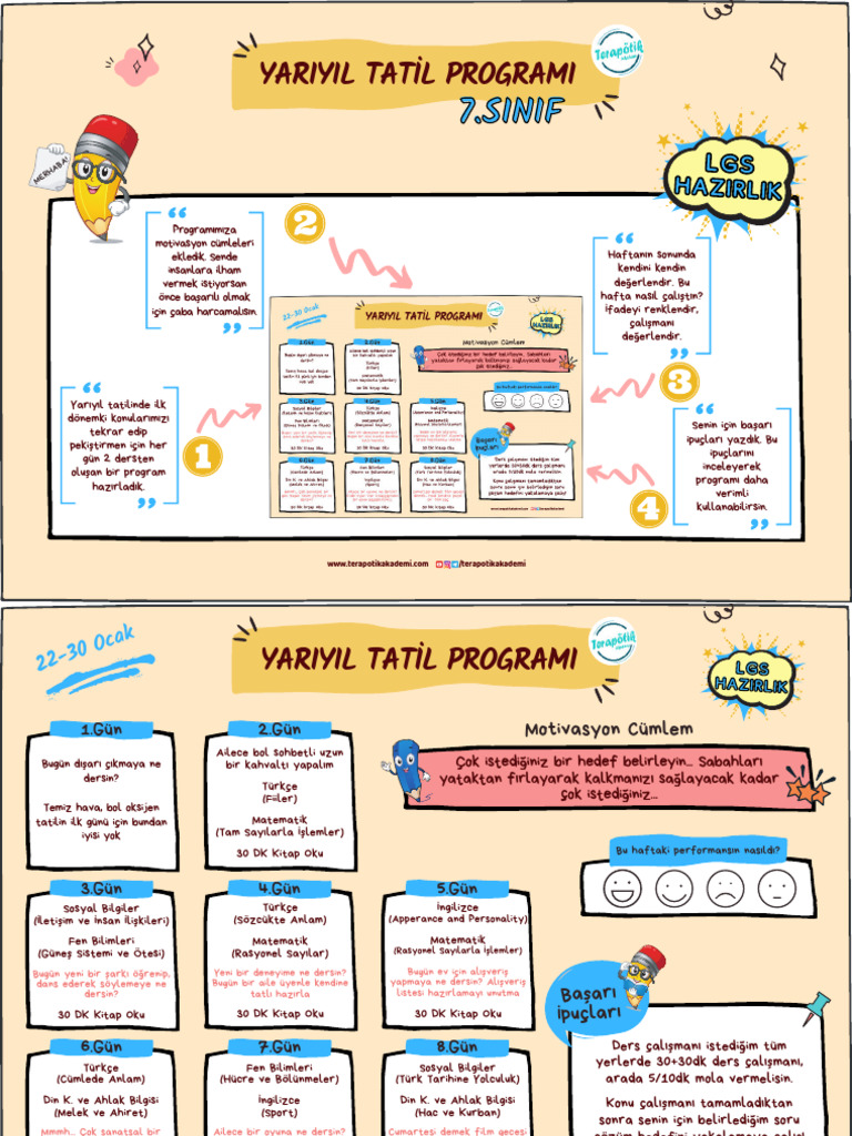 LGS Hazirlik 7.sinif Yariyil Tatil Programi | PDF