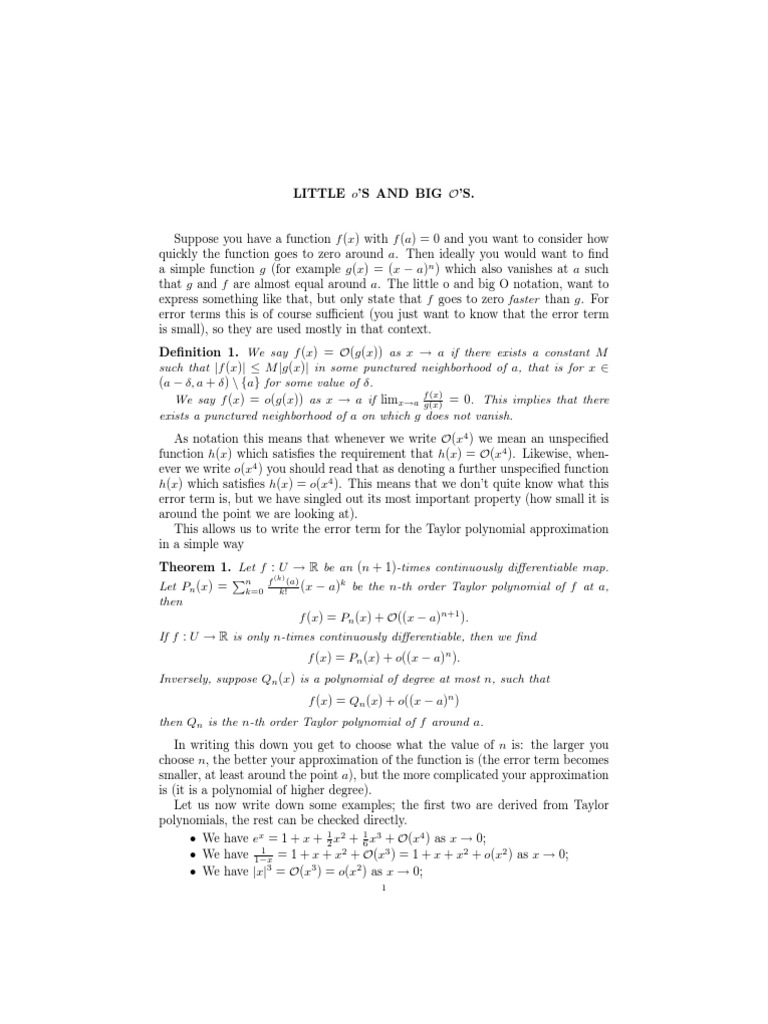 Exploring Little-O and Big-O Notation: Rules and Applications for ...