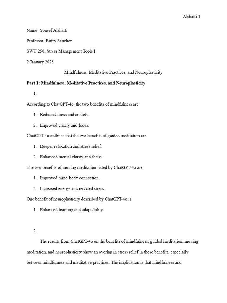 Stress Management Assignment - 1 PDF | PDF | Mindfulness ...