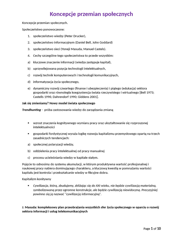 Koncepcje Przemian Społecznych | PDF