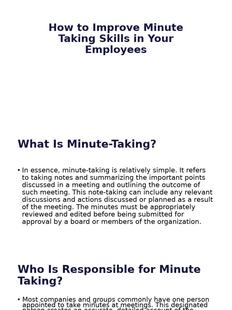 How To Improve Minute Taking Skills in Your Employees | PDF ...