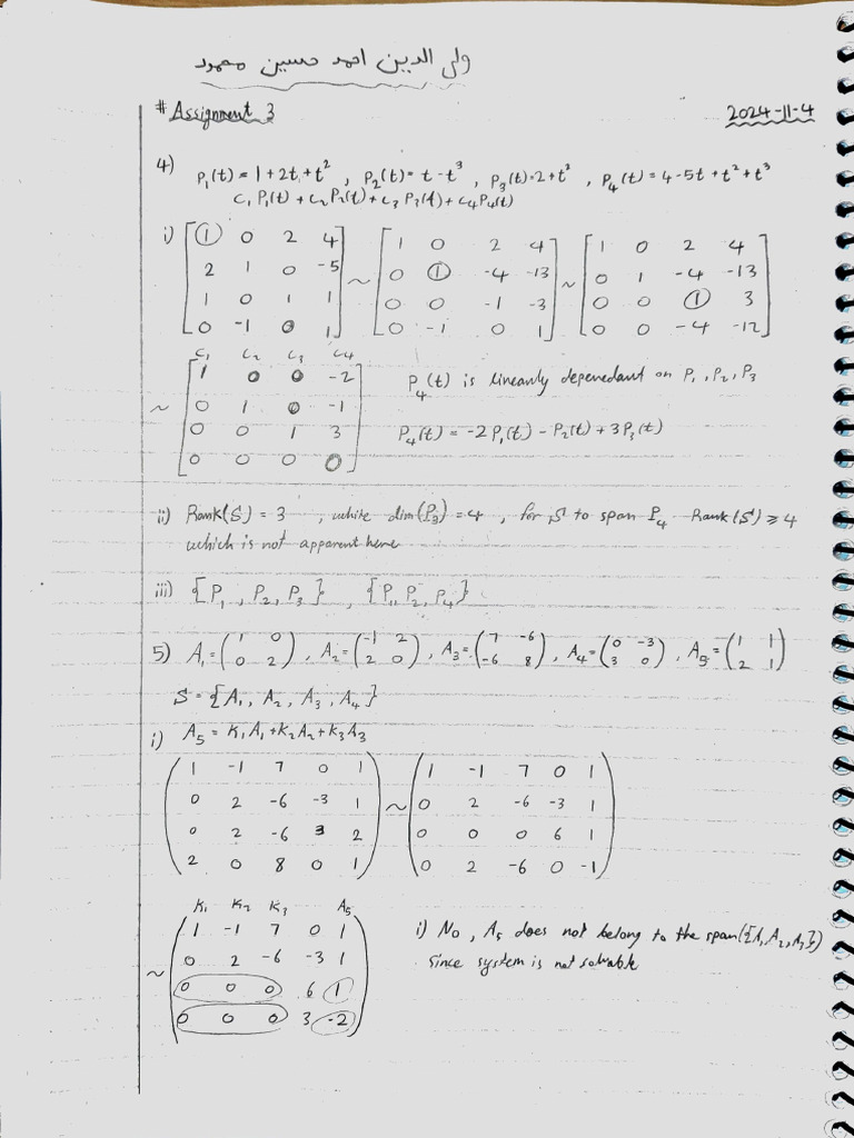 Linear Algebra Assignment | PDF