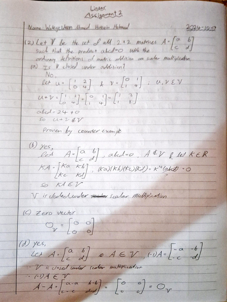 Linear Algebra Assignment | PDF