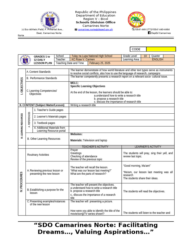 How To Make Research Title | PDF | Teachers | Learning