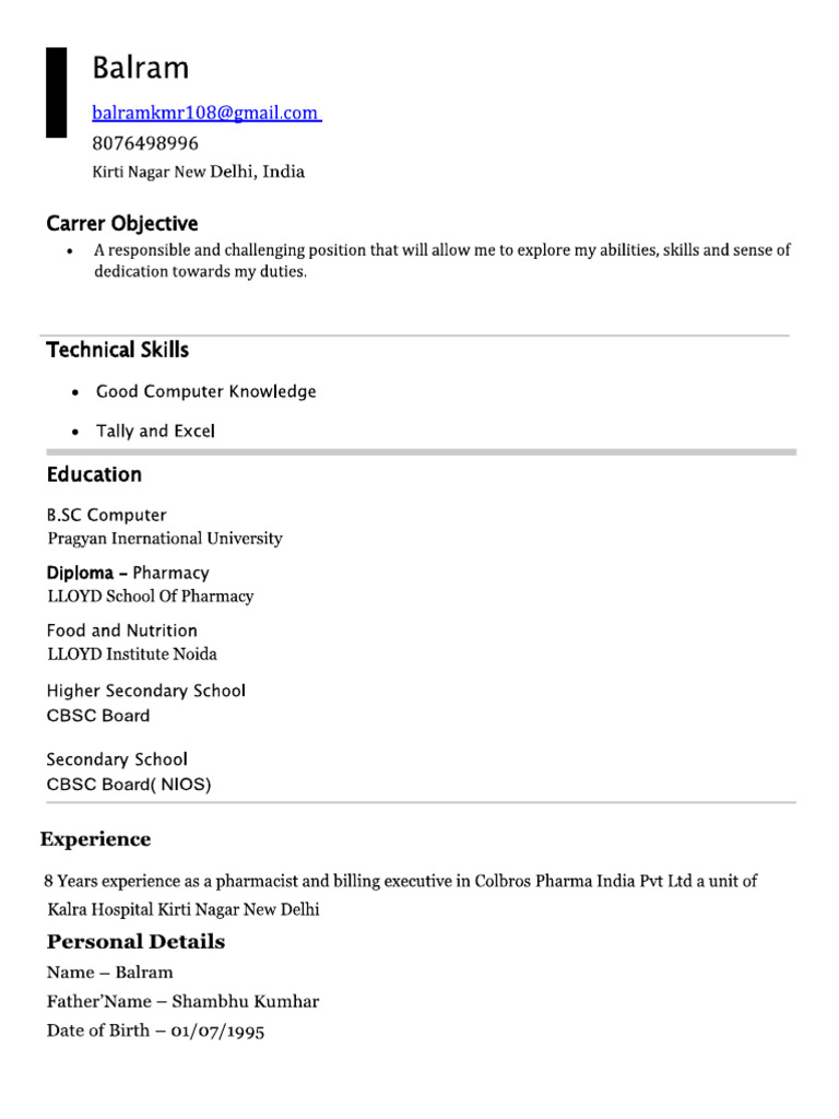 Balram Resume - 2 | PDF