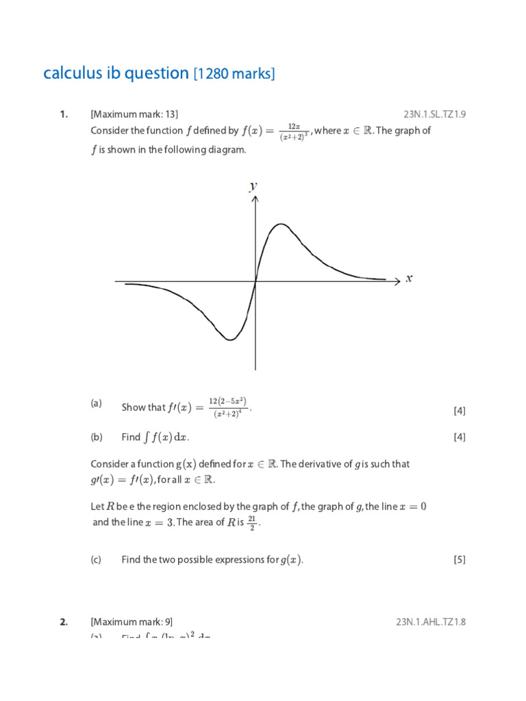 calculus ib questionss | PDF | Sphere | Area