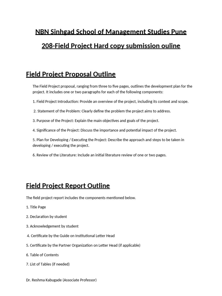 208-Field Work Project Outline | PDF | Data | Cognitive Science
