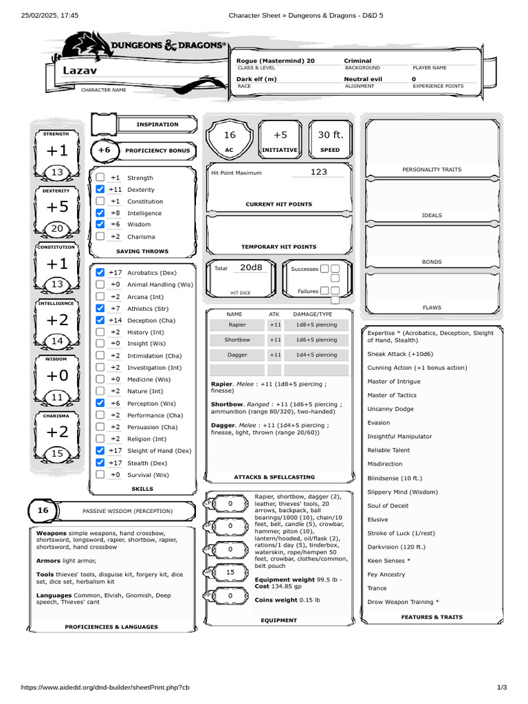 4Character Sheet » Dungeons & Dragons - D&D 5 | PDF | Fantasy Role ...