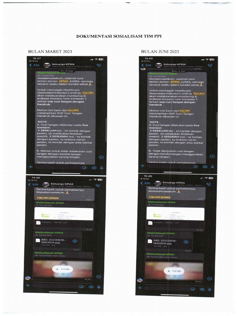 BUKTI SOSIALISASI KEBERSIHAN TANGAN TIM PPI 2023 Triwulan 1 | PDF