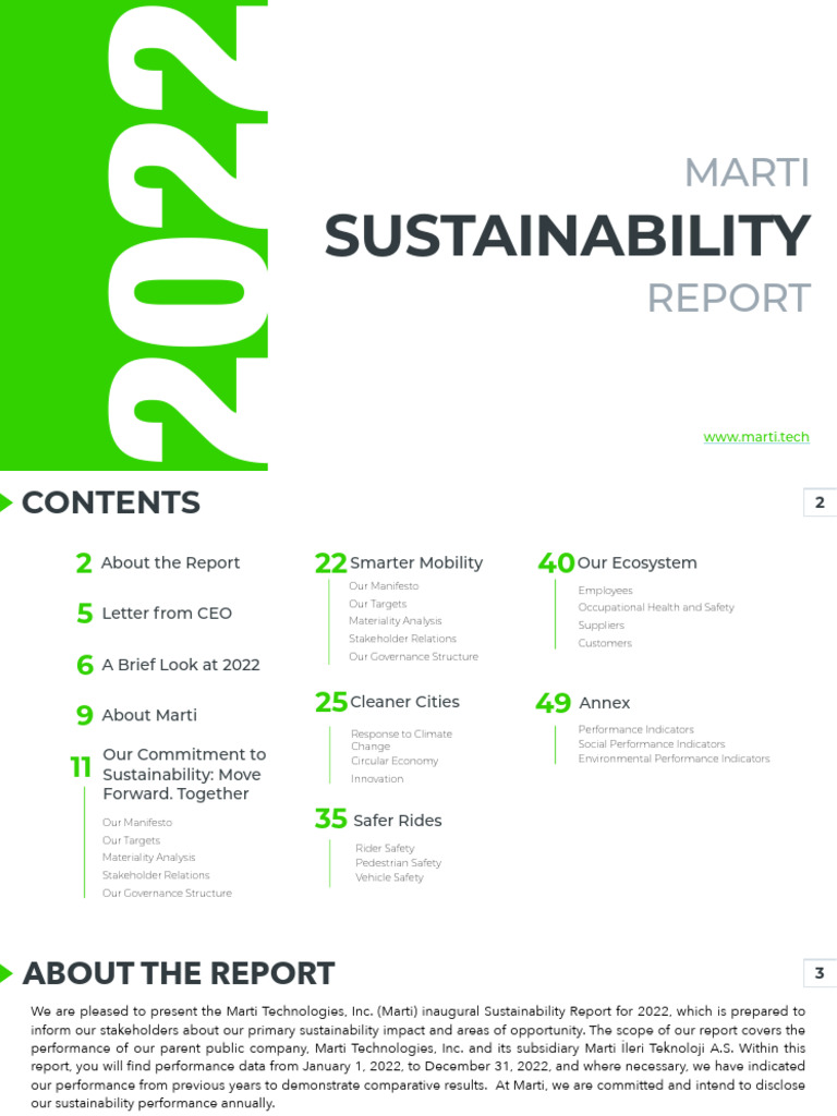 Marti - 2022 Sustainability Report | PDF | Sustainability | Economies