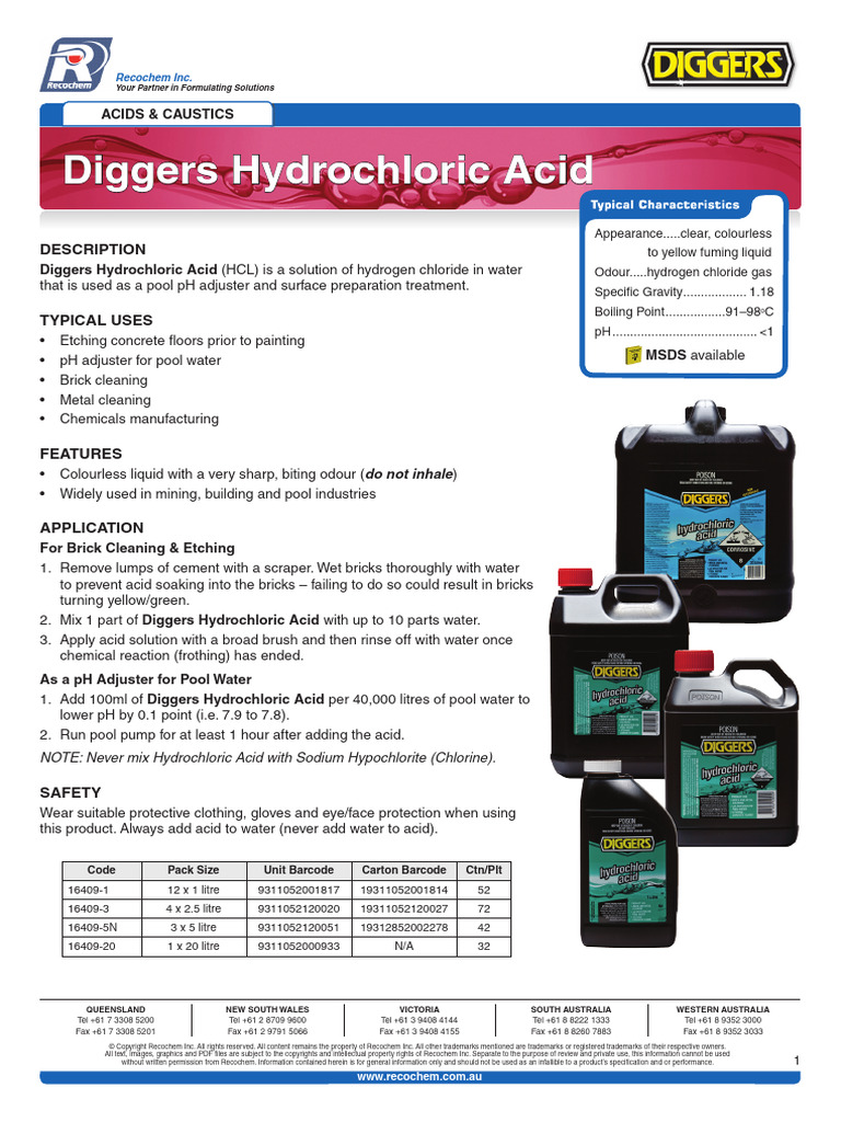 SDS Cons Hydrochloric Acid PDS Dec14 | PDF | Hydrochloric Acid | Acid