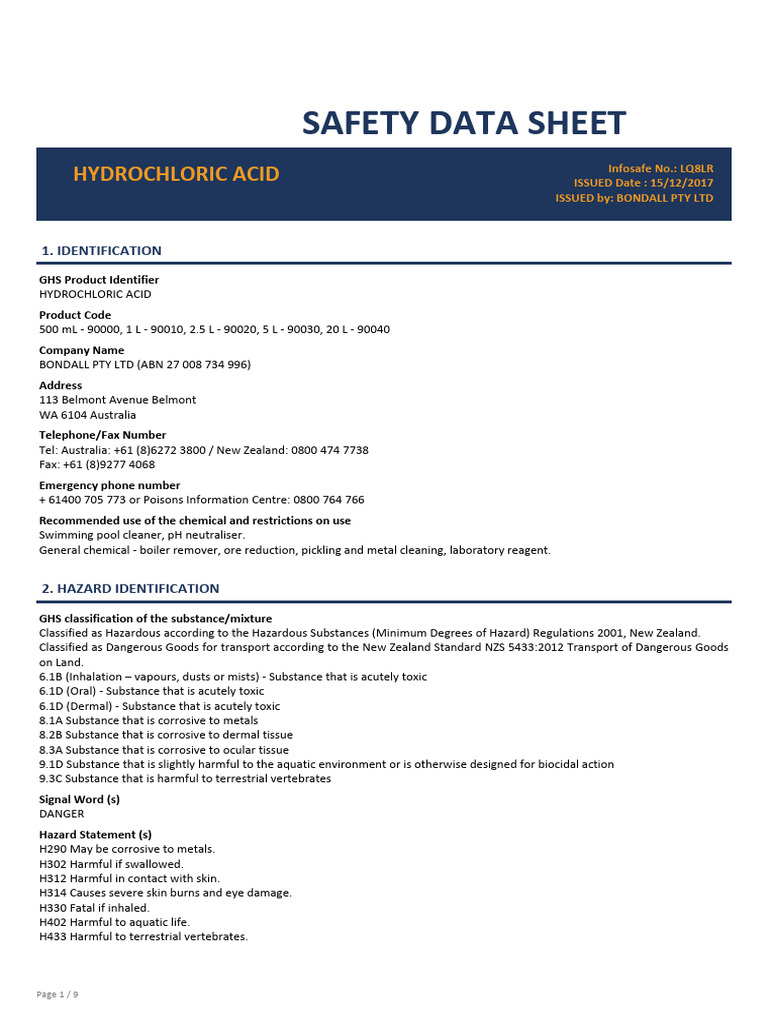 Bondall Hydrochloric Acid | PDF