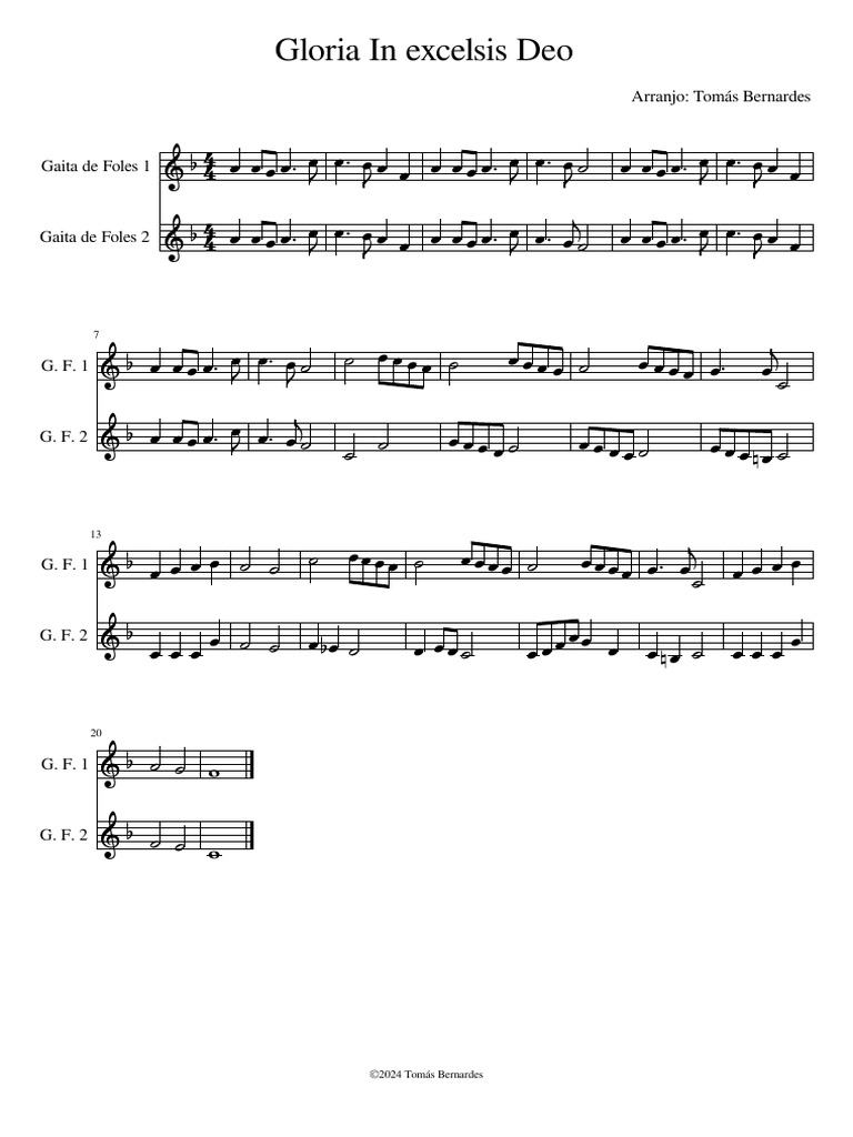 Gloria In Excelsis Deo Arrangement | PDF