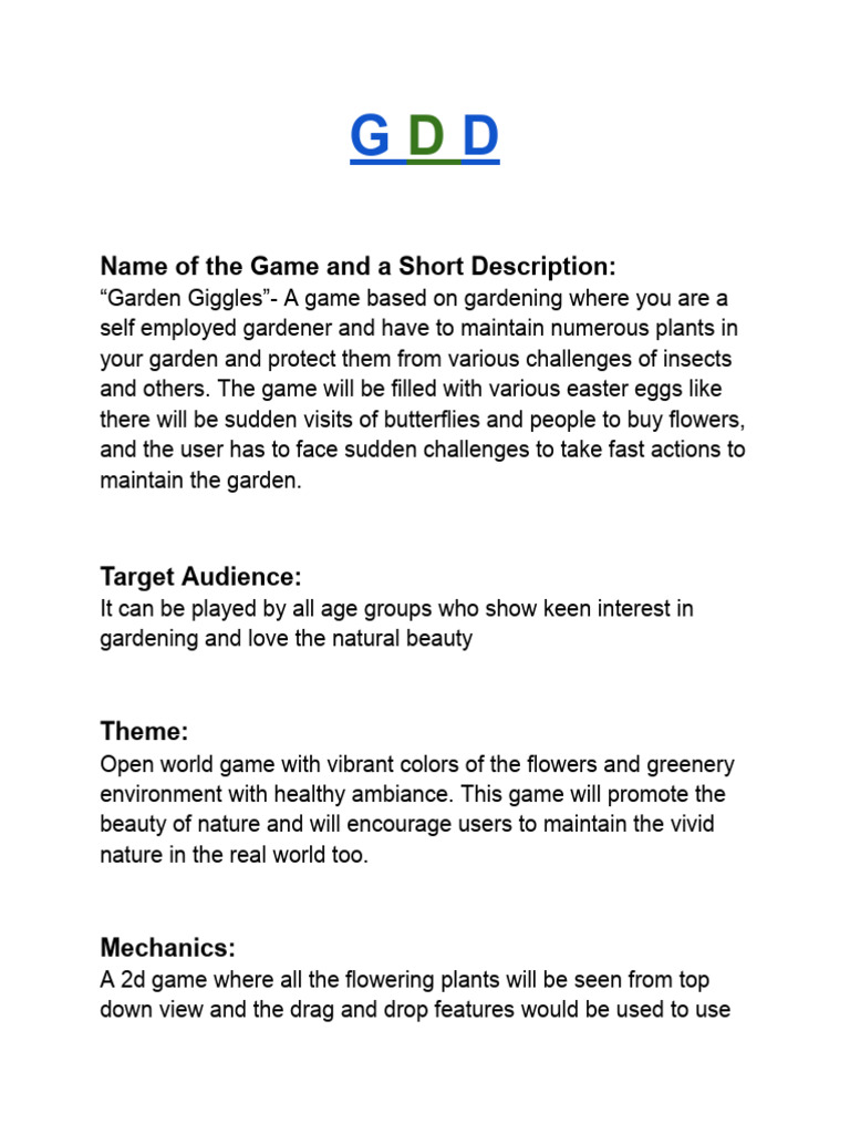 Name of The Game and A Short Description | PDF
