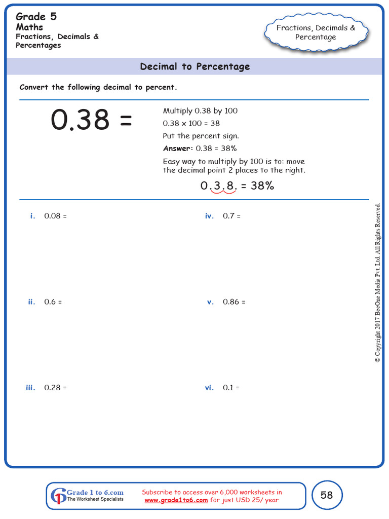 Converting Decimals To Percentage | PDF
