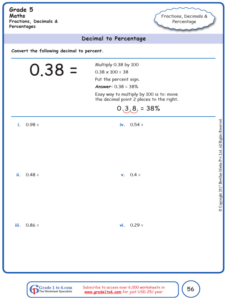 Converting Decimals To Percentages | PDF