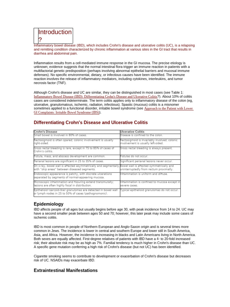 IBD (Inflamatory Bowel Disease) | PDF | Ulcerative Colitis | Inflammatory Bowel Disease