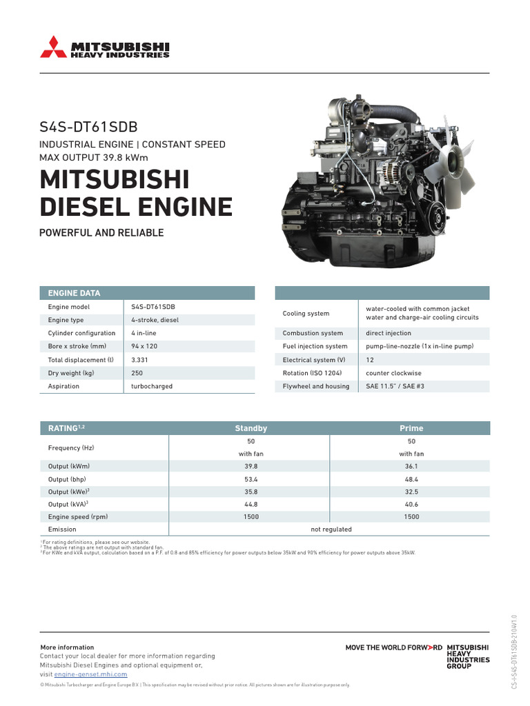 Mitsubishi Diesel Engine - S4S-DT61SDB | PDF | Diesel Engine | Engines
