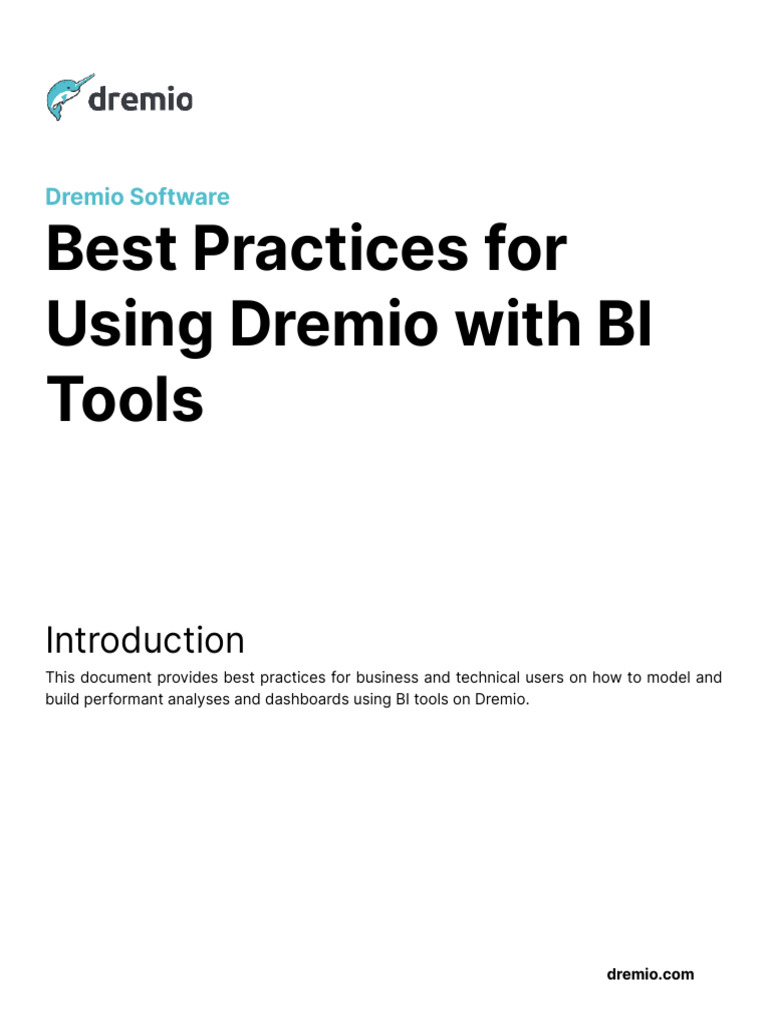 Dremio BI Tools Best Practices Guide | PDF | Computing | Information ...