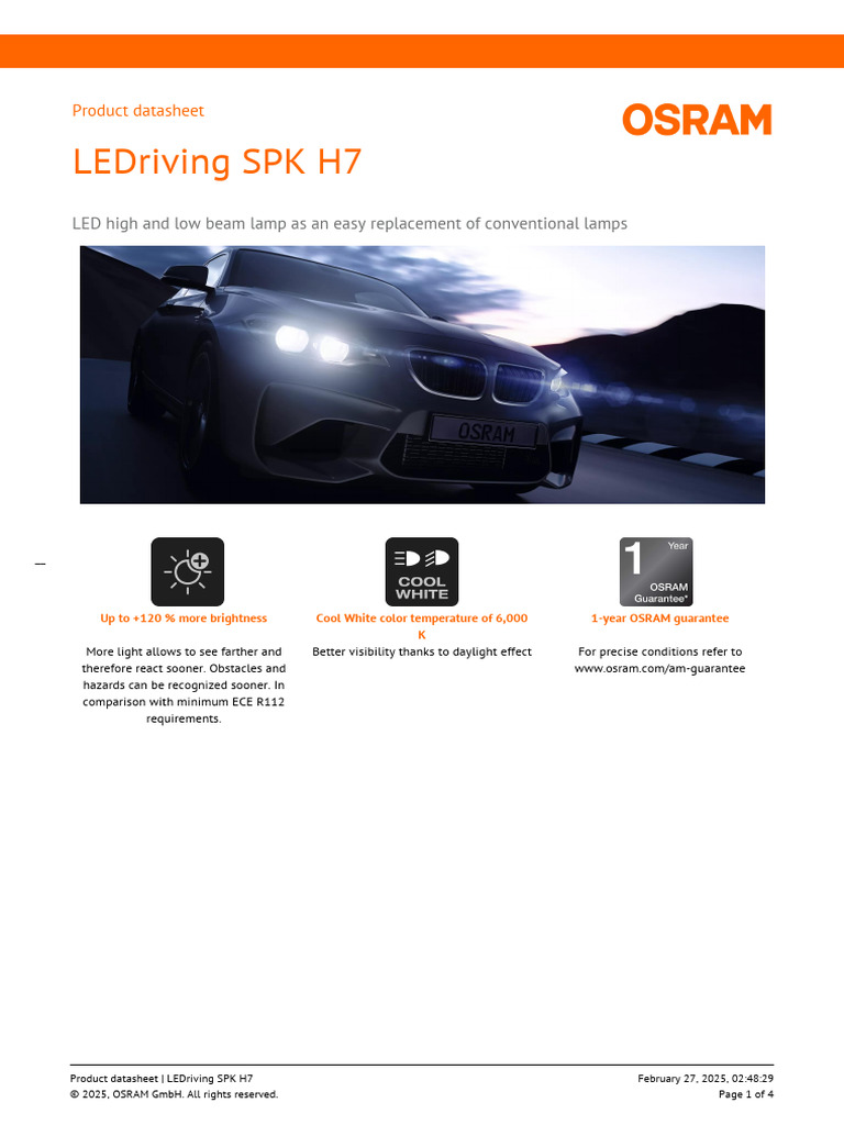 ZMP 4068766 LEDriving SPK H7 | PDF | Headlamp | Lighting