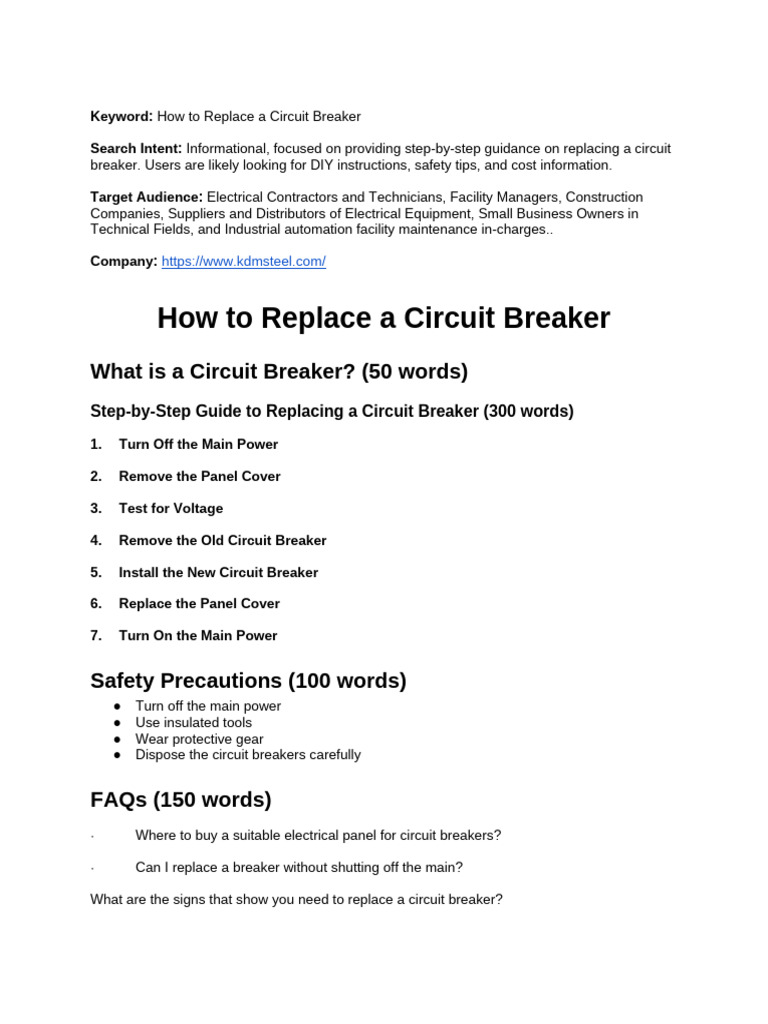 Circuit Breaker Replacement Guide | PDF