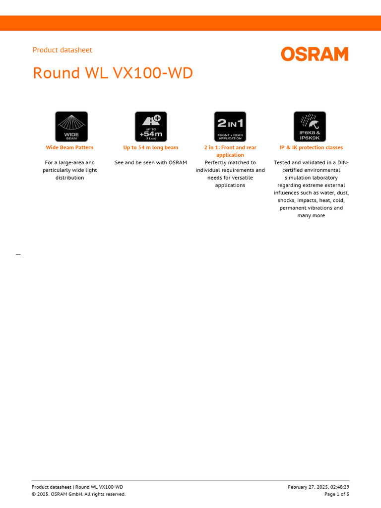 OSRAM LEDriving Round WL VX100-WD | PDF | Light Emitting Diode