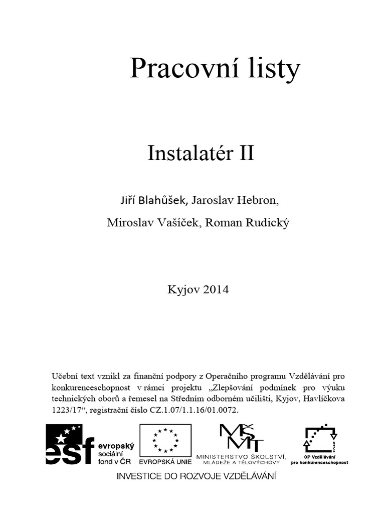 Pracovní Listy Instalatér II | PDF