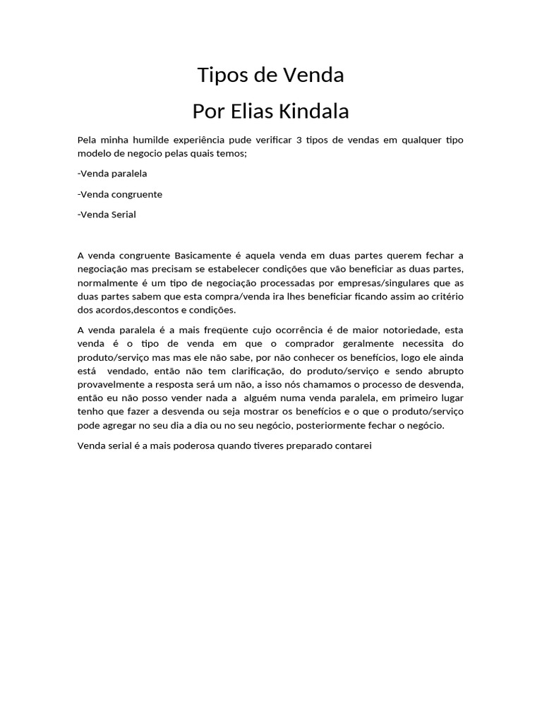 Tipos de Venda | PDF