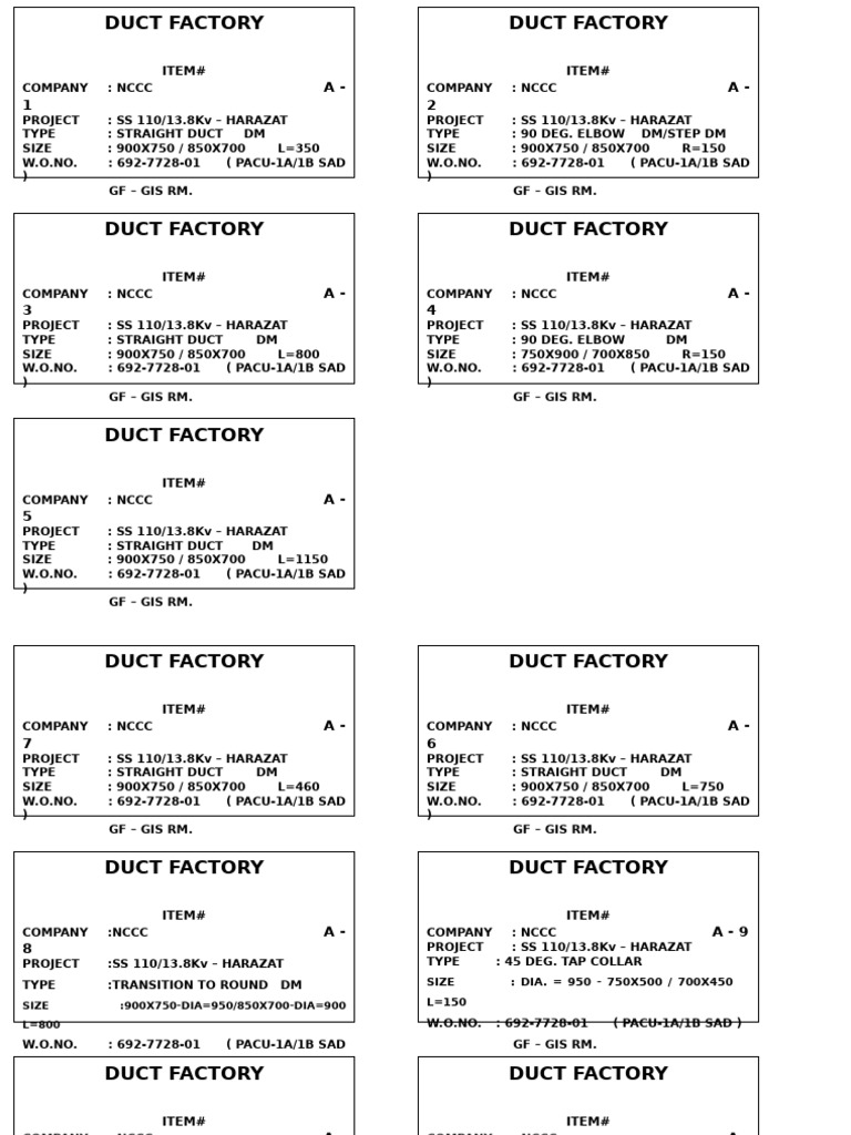 Duct Stickerss 074356 | PDF