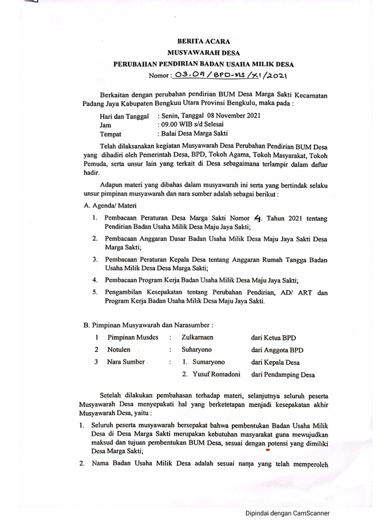 1.Berita Acara Musdes | PDF