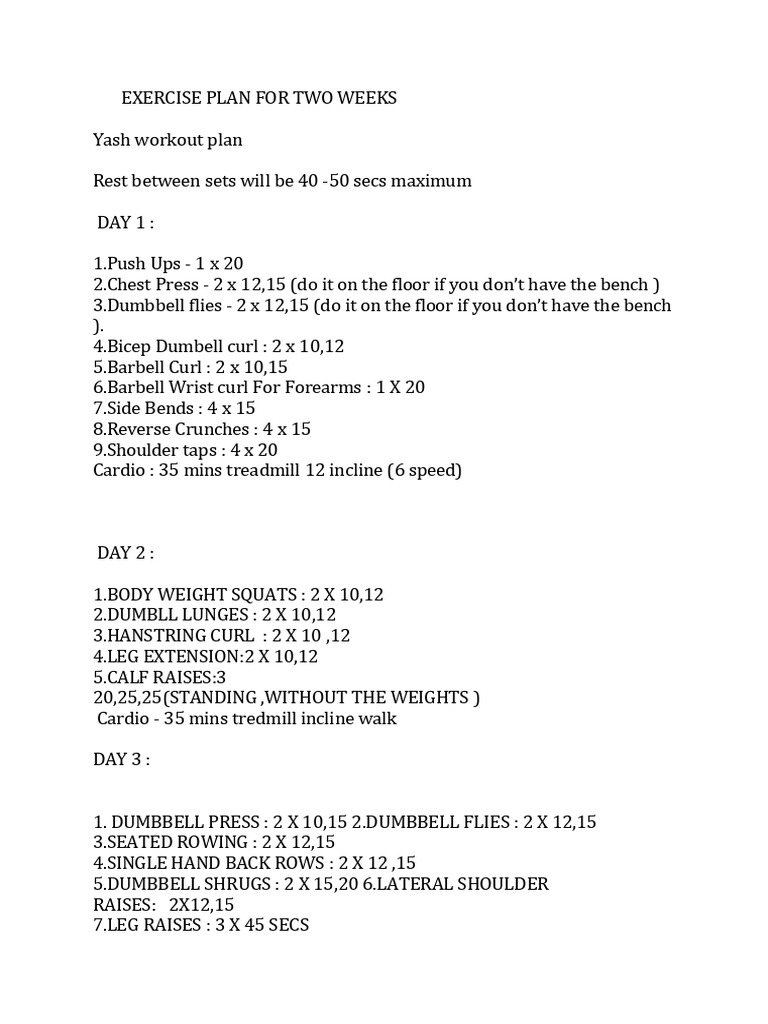 Yash Workout Plan | PDF