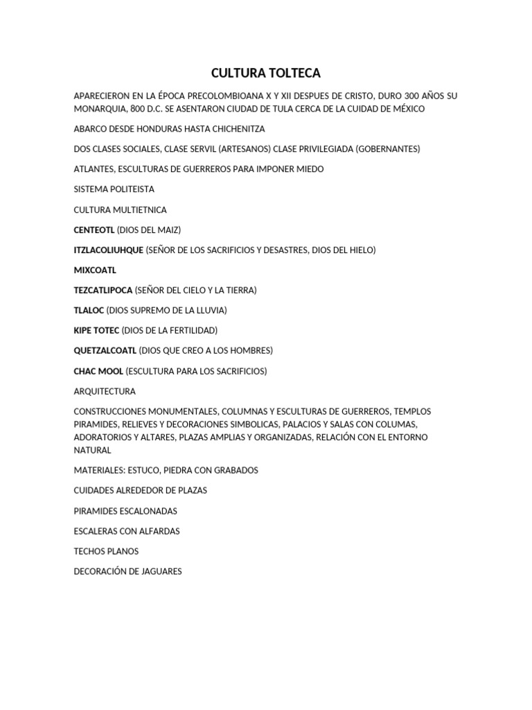 Cultura Tolteca | PDF