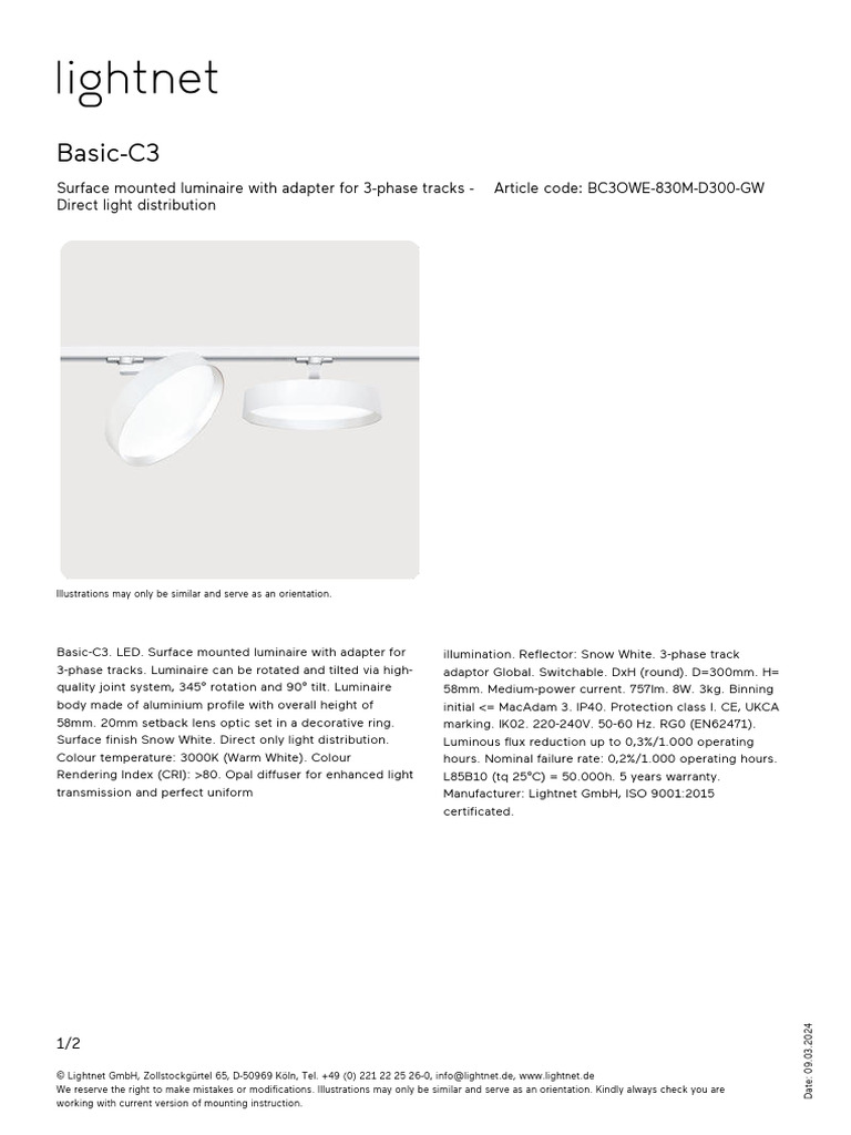 Bc3owe 830M D300 GW Uk 20240309 | PDF | Lighting | Architectural Elements