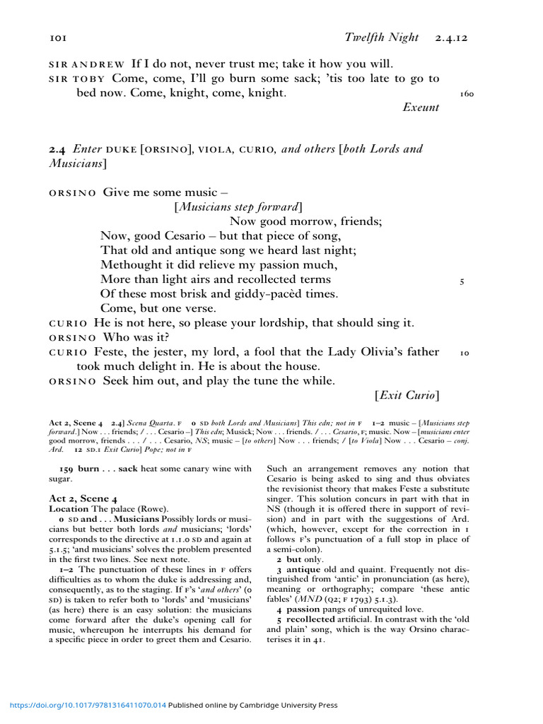 Act 2 Scene 4 Twelfth Night | PDF | Twelfth Night