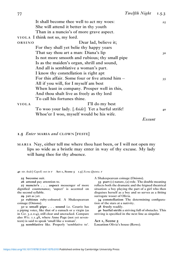 Viola's Dilemma in Twelfth Night Scene 5 | PDF | Twelfth Night