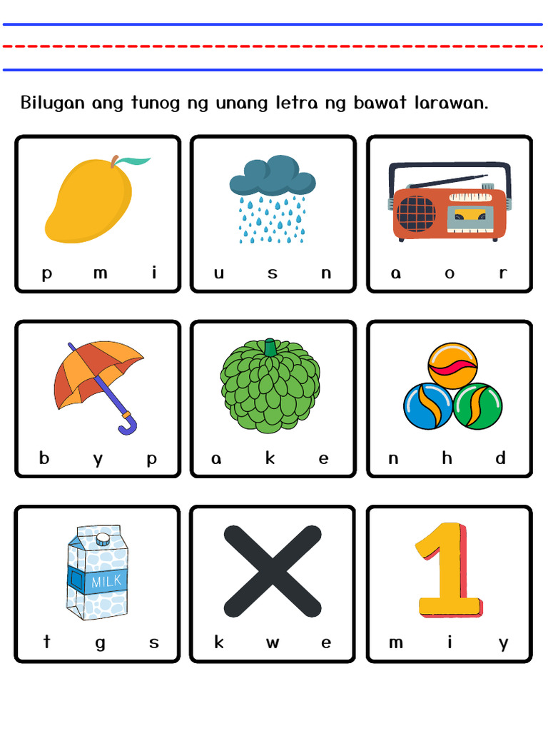 Unang Tunog Colorful Illustrative Worksheet_20250227_190659_0000 | PDF