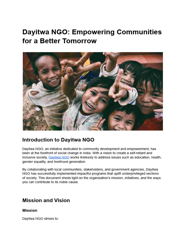 Dayitwa NGO: Empowering Communities in India | PDF | Empowerment