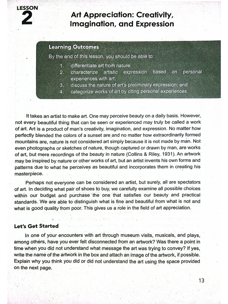 Art Appreciation Lesson 2 | PDF