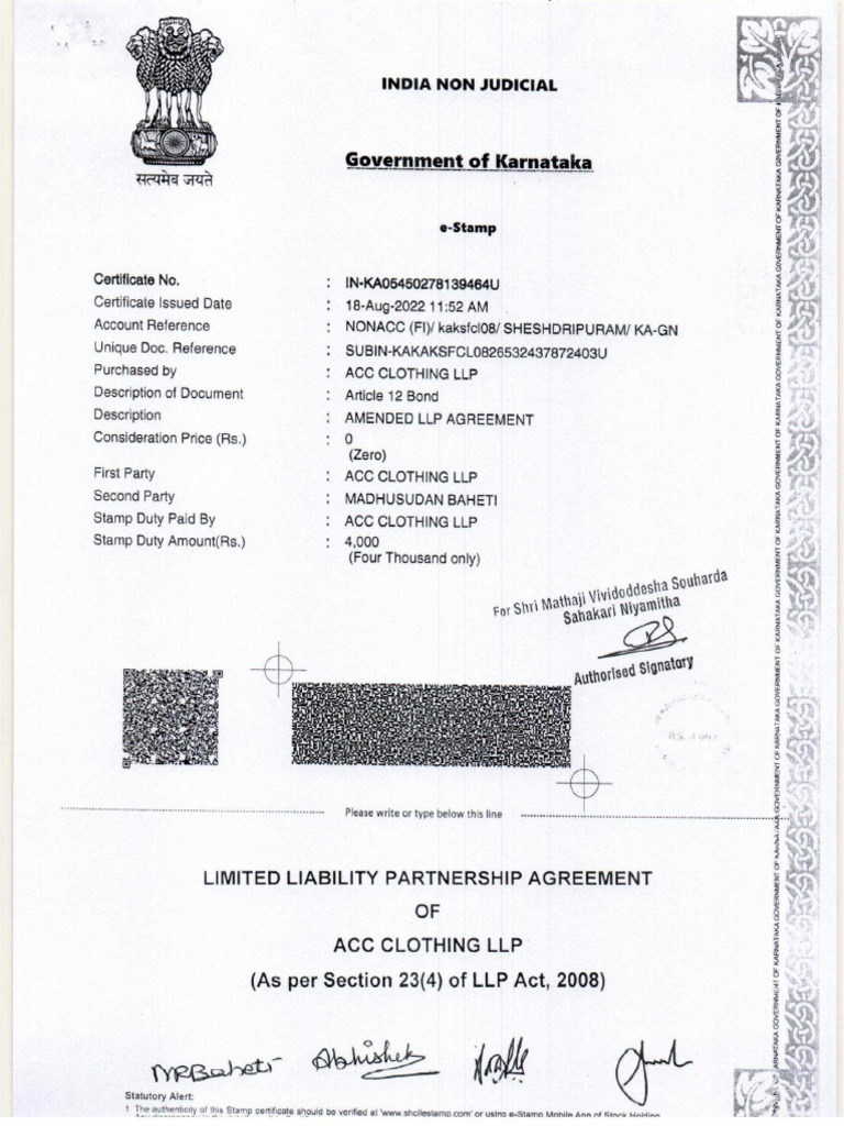ACC Clothing LLP - Agreement | PDF