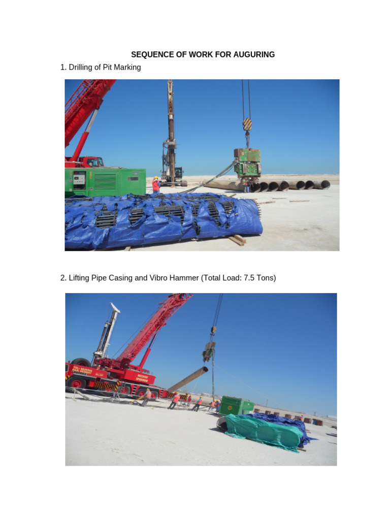 Step 1 - Work Activity Sequence With Details Augering-Piling | PDF
