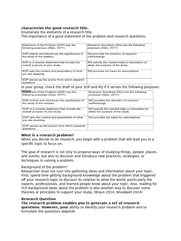 characterize the good research title | PDF | Question | Qualitative ...