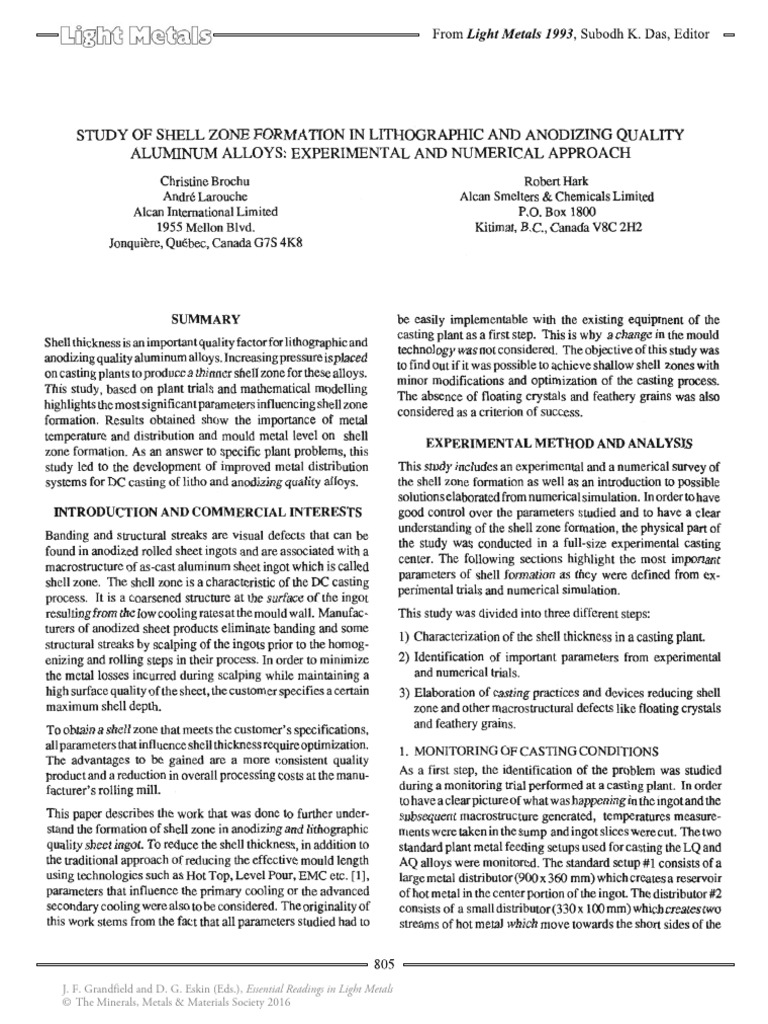 Shell Zone Formation in Aluminum Alloys | PDF | Ingot | Casting