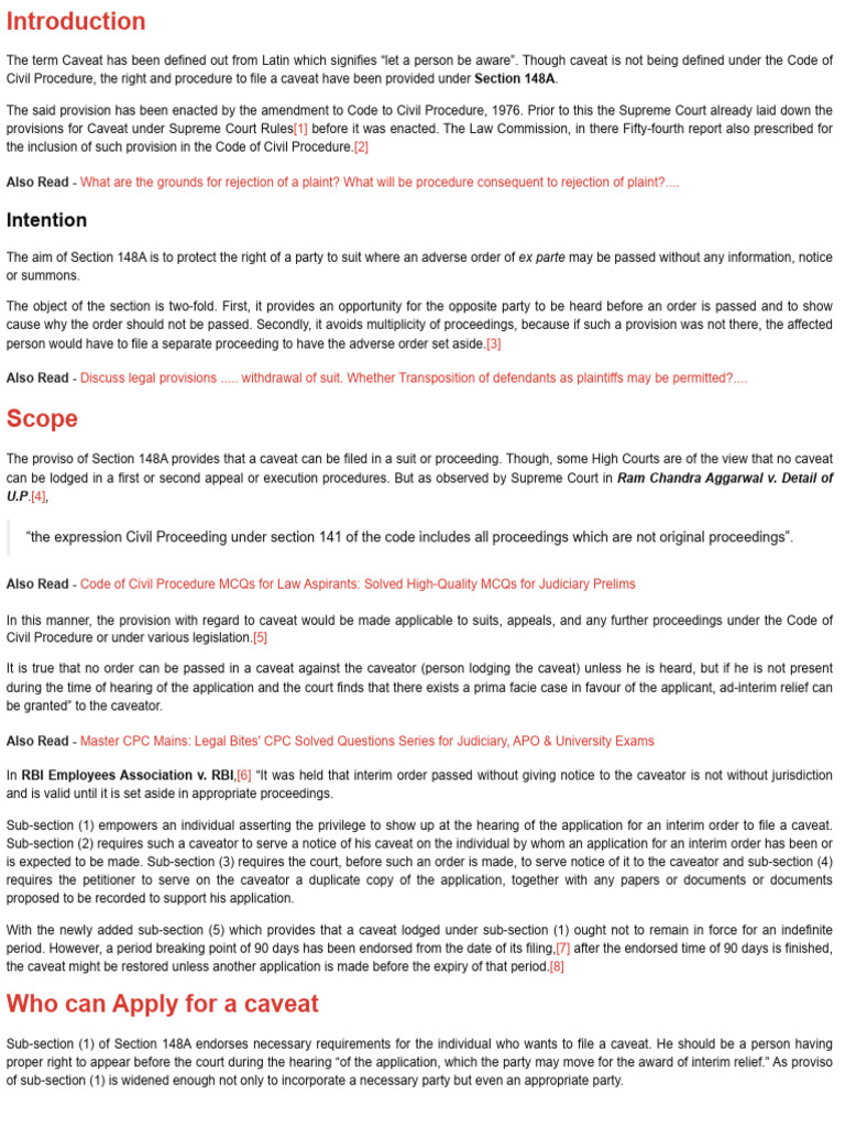 Understanding Caveat in Civil Procedure | PDF | Lawsuit | Ex Parte