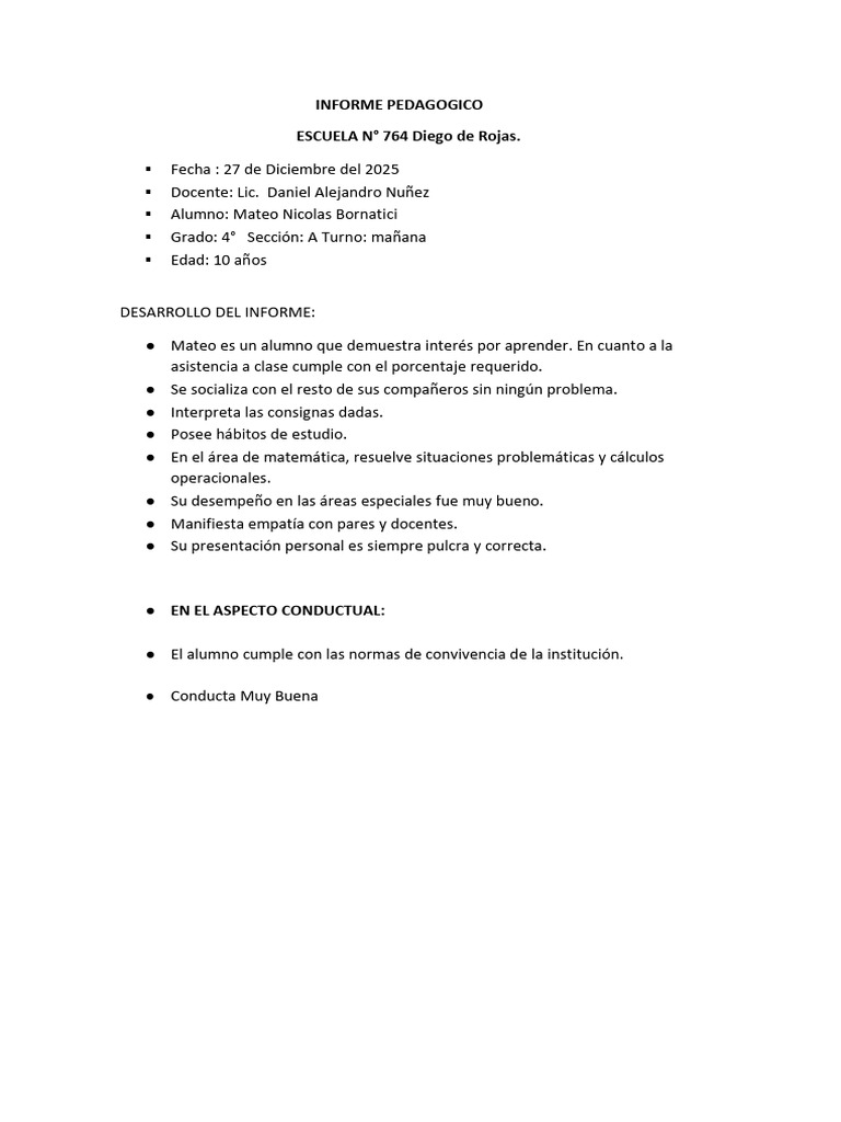 Informe 7 Grado | PDF