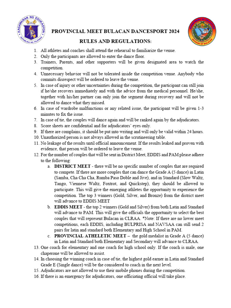 Dancesport Groundrules Pam 2024 | PDF | Dances | Social Dance